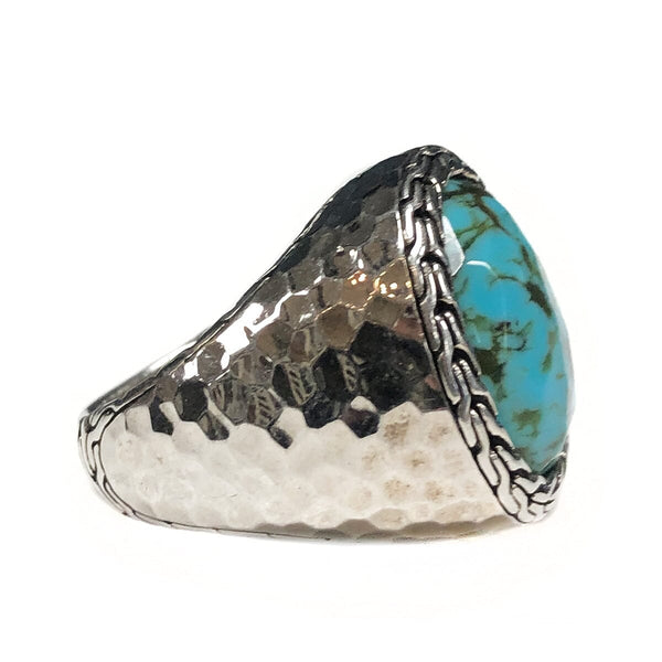 John Hardy Pauli Silver & Turquoise Hammered Signet Ring - Great Lakes ...